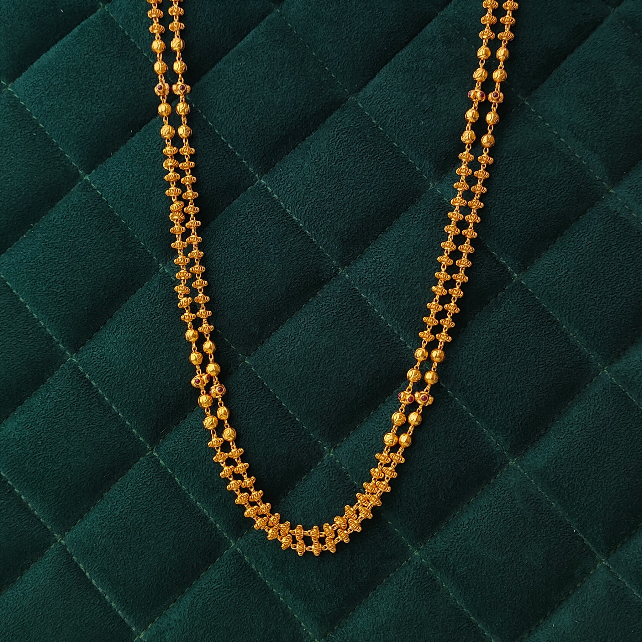 925 Silver Gold Plated Balls 2 Layer Chain -5594