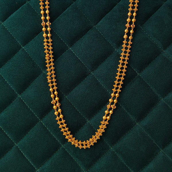 925 Silver Gold Plated Balls 2 Layer Chain -5594