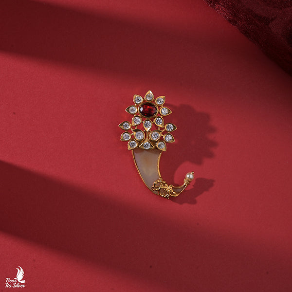 925 Silver Red CZ Puligoru Pendant -0455